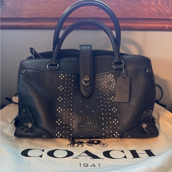 Coach | Bags | Coach Black Leather Bag With Studded Accents | Poshmark